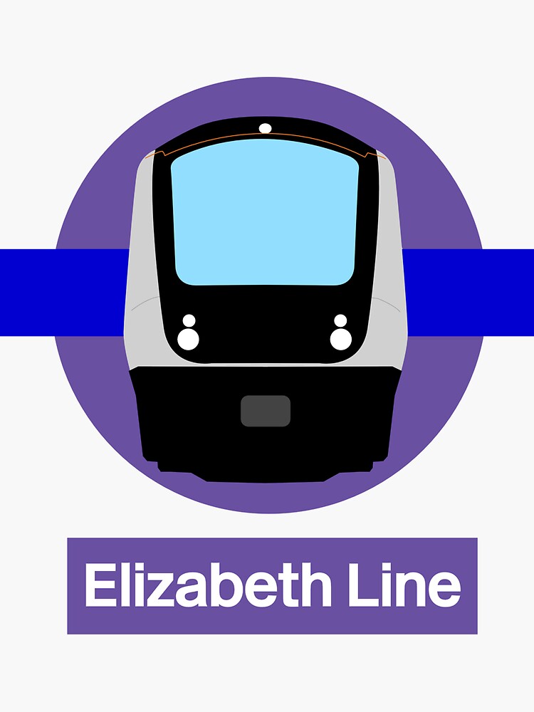 "Elizabeth Line train in roundel" Sticker for Sale by Tocreate | Redbubble