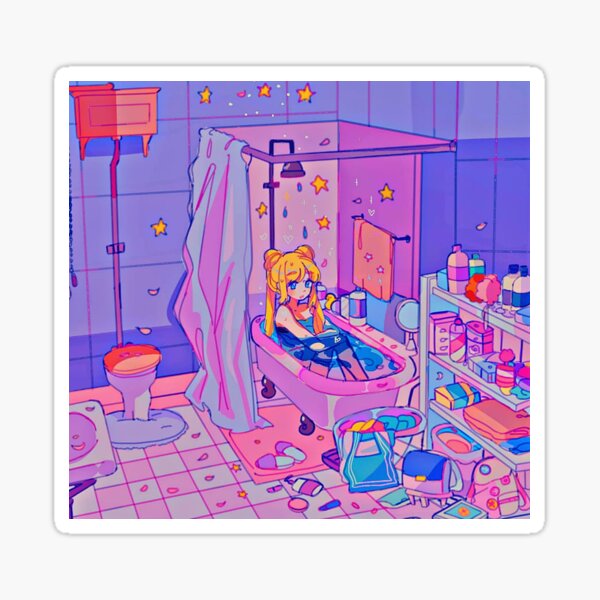 "Sailor Moon Bath" Sticker for Sale by I-Lov3-Anime | Redbubble