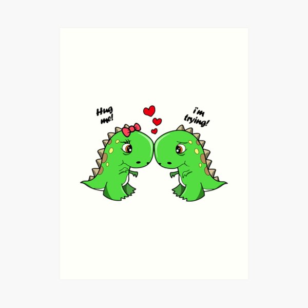 "Cute Dinosaurs Hug" Art Print for Sale by MakeItTrend | Redbubble