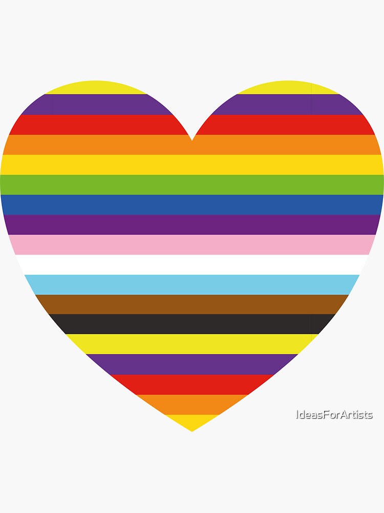 "Rainbow Heart Inclusive Pride Flag Colors" Sticker for Sale by ...