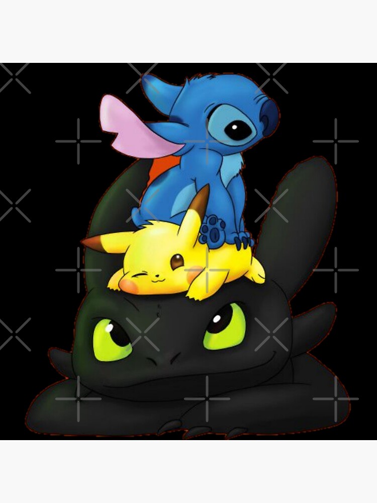 "Chibi Stitch Pi-ka & Toothless" Art Print for Sale by artask | Redbubble