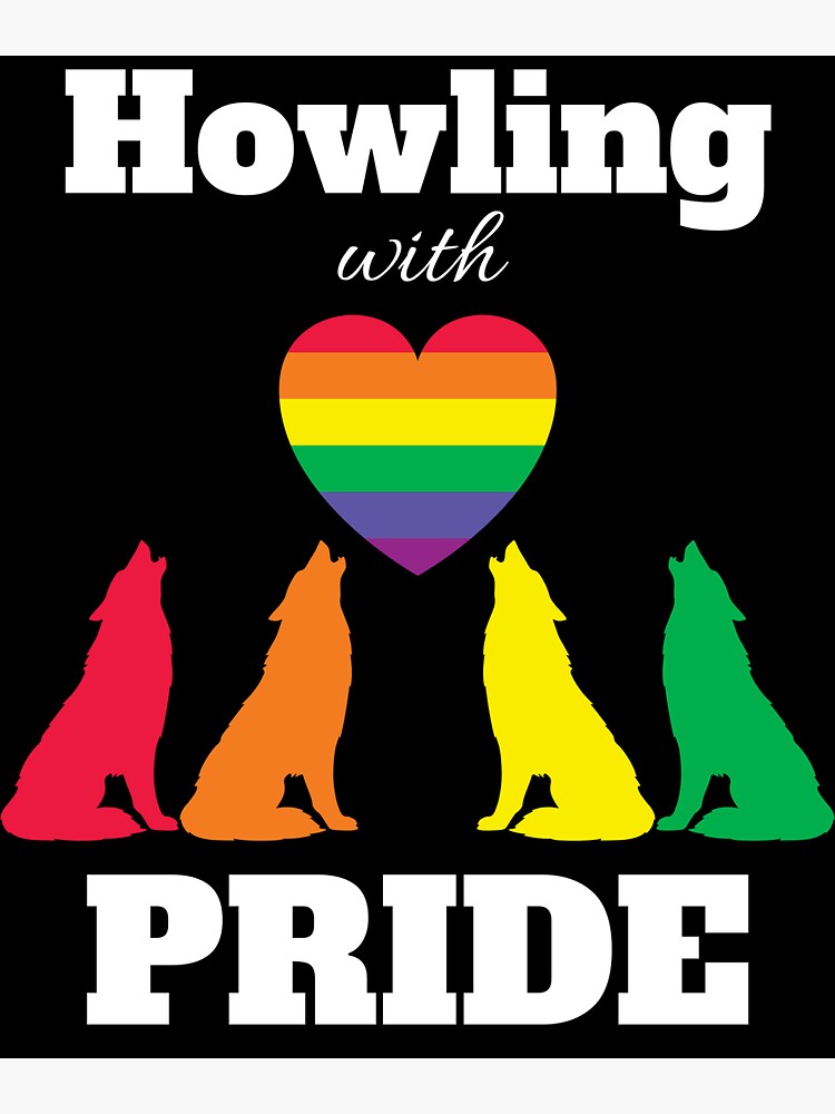 "Howling With Gay Pride Wolf Lovers LGBTQIA Lesbian Transgender Heart ...