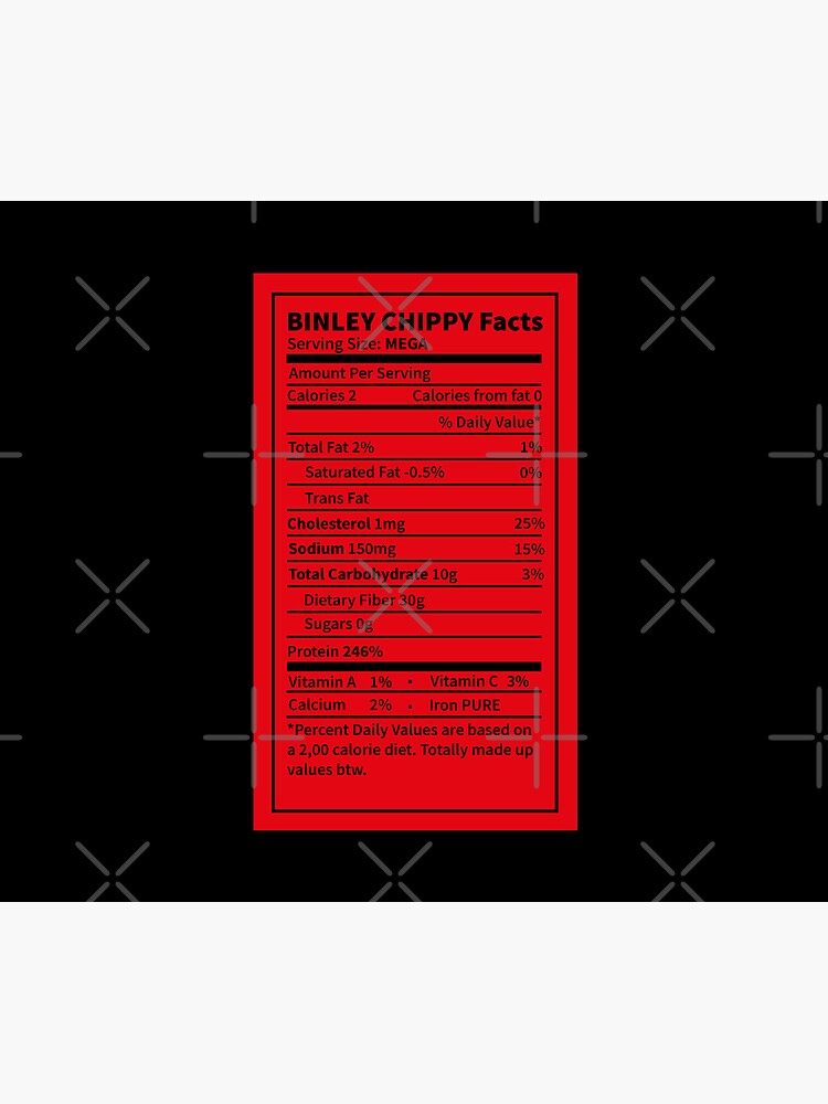 "BINLEY MEGA CHIPPY Nutrition Facts. BINLEY MEGA CHIPPY MEME" Mouse Pad ...