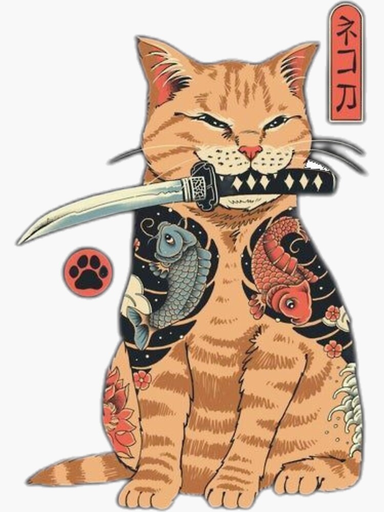"Ninja cat " Sticker for Sale by Dittery | Redbubble