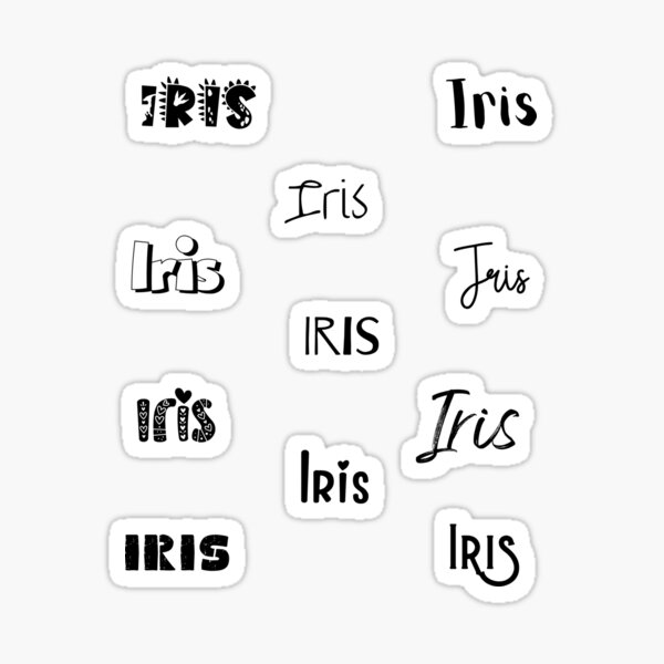 "Iris in 10 different fonts" Sticker for Sale by magleen | Redbubble