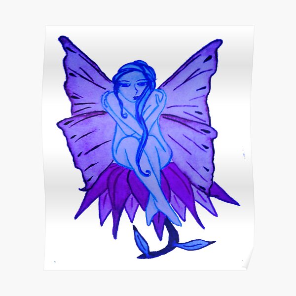 "Fairycore Indigo Fairy Sitting on a Flower " Poster for Sale by LBlaze ...
