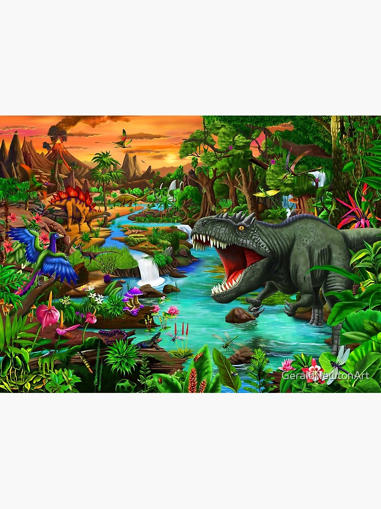 "Jurassic Jungle Oasis" Poster for Sale by GeraldNewtonArt | Redbubble