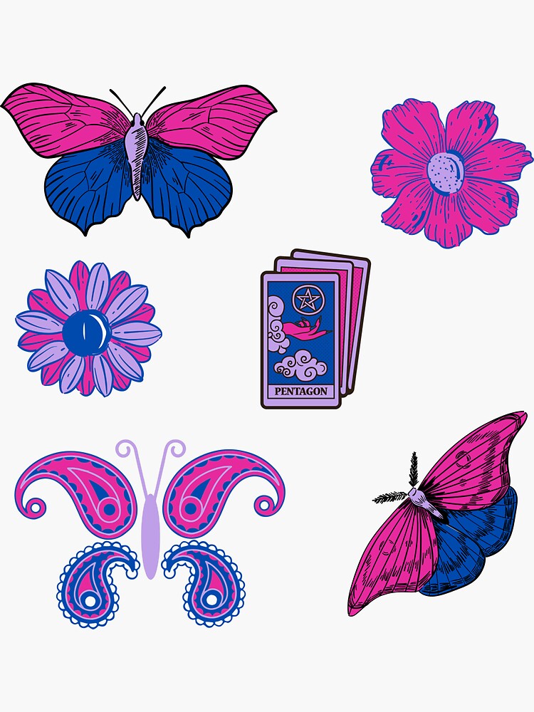 "PRIDE Pretty Bisexual Moth and Botanical Witchy Sticker Pack" Sticker ...