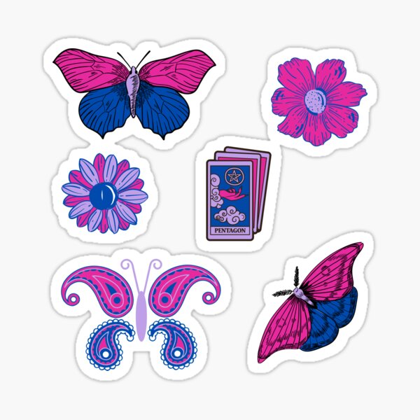 "PRIDE Pretty Bisexual Moth and Botanical Witchy Sticker Pack" Sticker ...