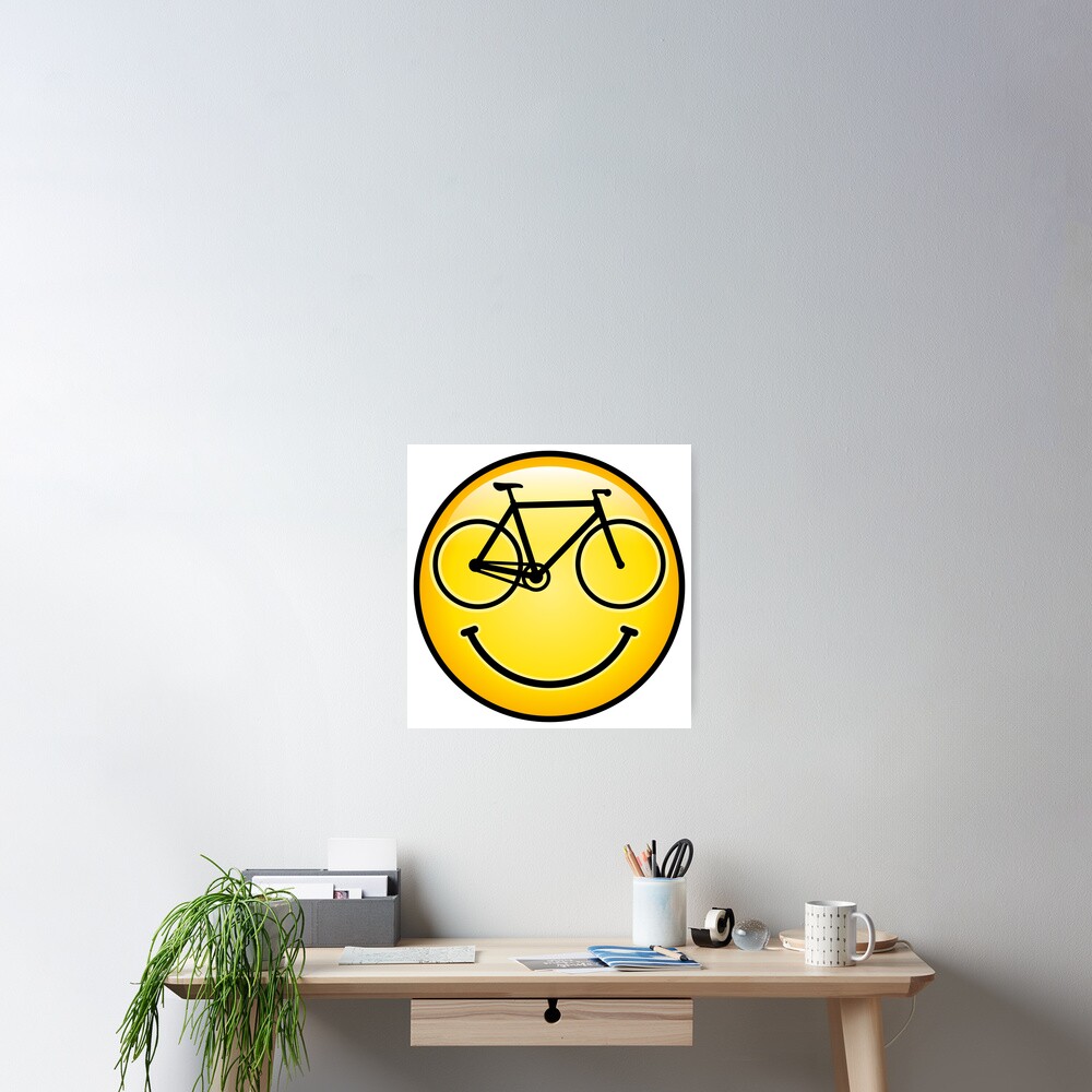 "Cycling Smiley Emoji Happy Bike Face" Poster for Sale by pablomendoza ...