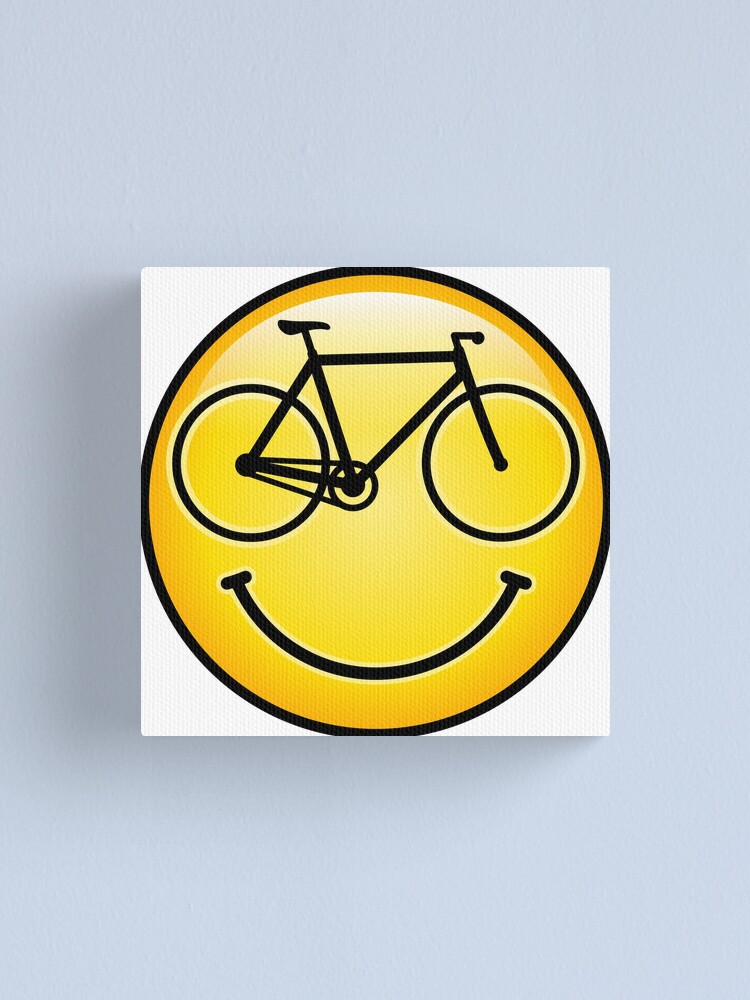 "Cycling Smiley Emoji Happy Bike Face" Canvas Print by pablomendoza ...