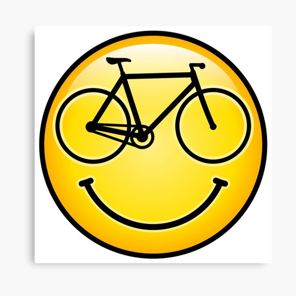"Cycling Smiley Emoji Happy Bike Face" Canvas Print by pablomendoza ...
