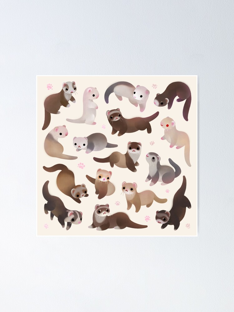 "Ferret - bright" Poster for Sale by pikaole | Redbubble