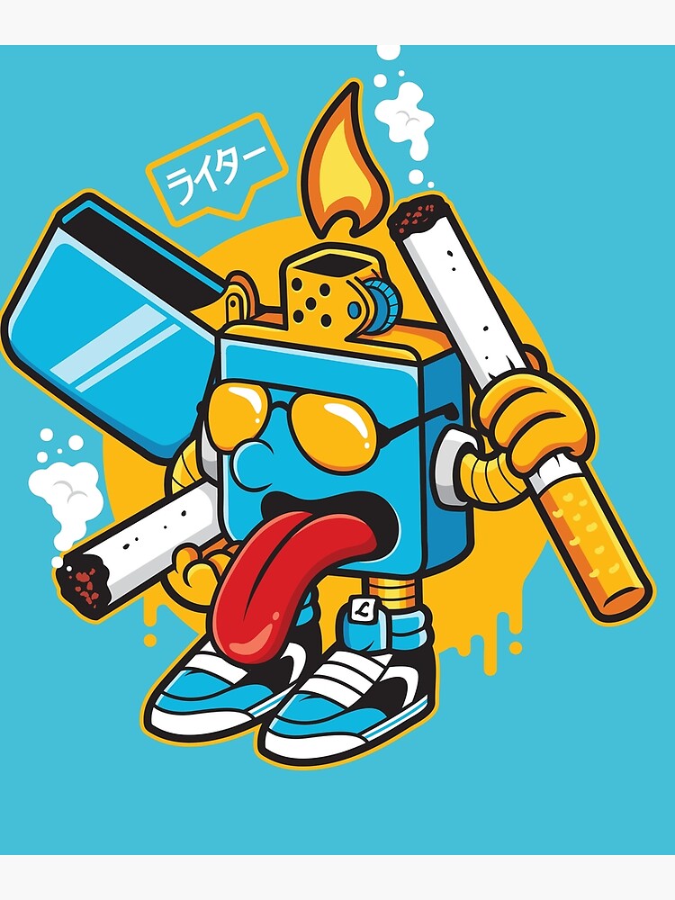 "Lighter Bot Smoking" Poster for Sale by RustyMachine | Redbubble