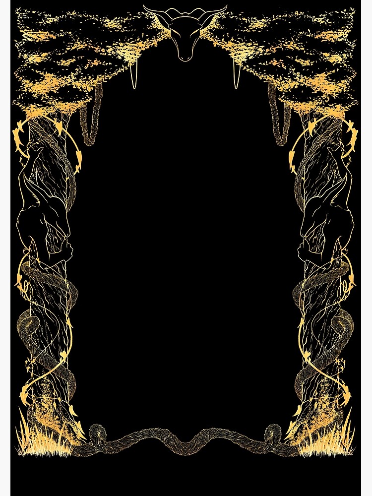 "Procession of Folly Dwindles Medieval Fantasy Frame Design Black and ...