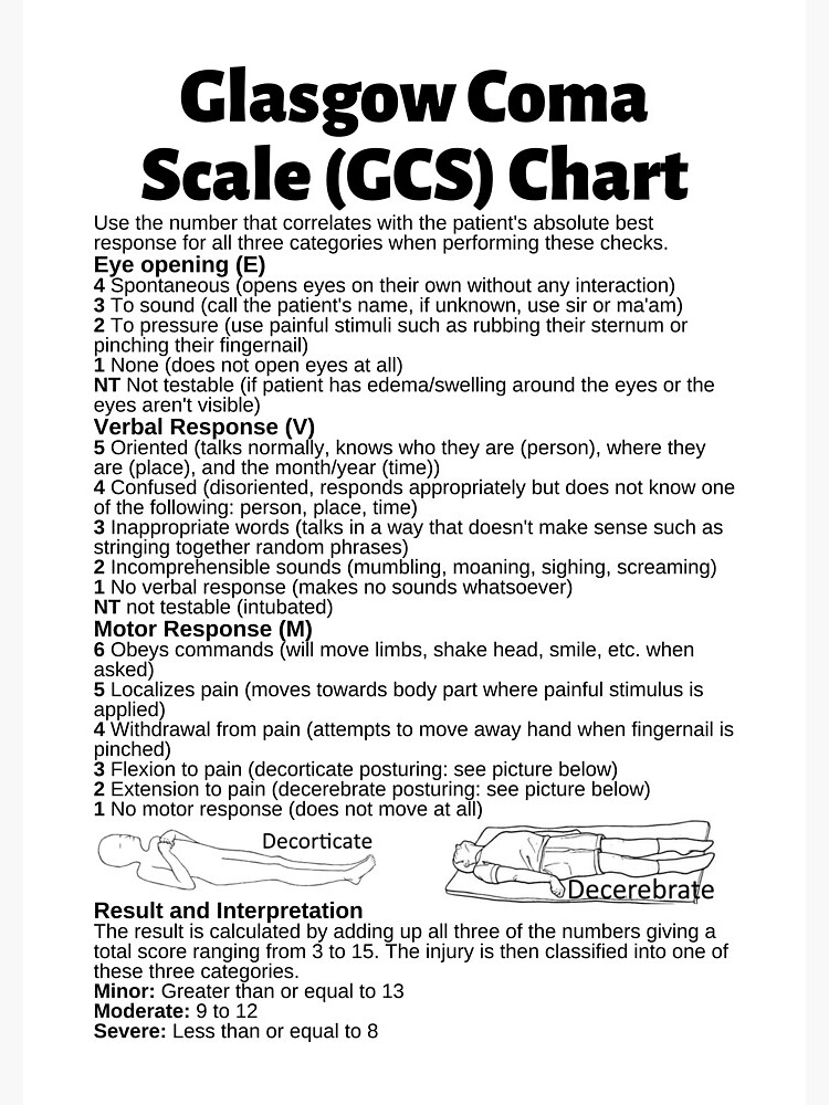 "Glasgow Coma Scale (GCS) Chart Infographic" Spiral Notebook by ...
