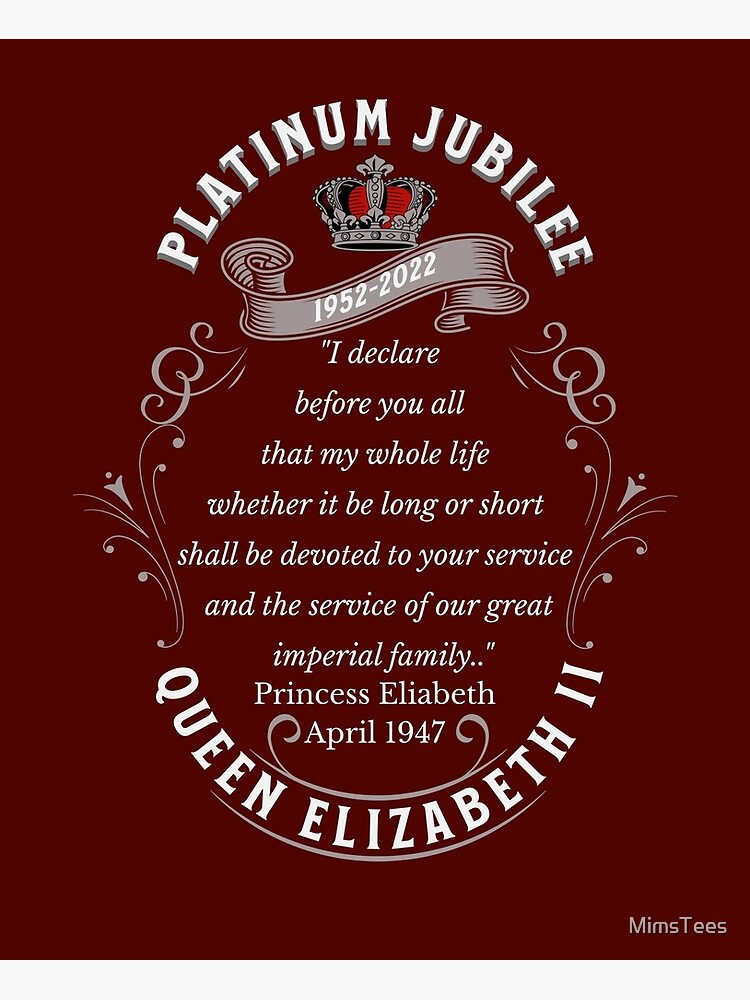 "Platinum Jubilee Quote Queen's 21st Birthday Declaration" Poster for ...