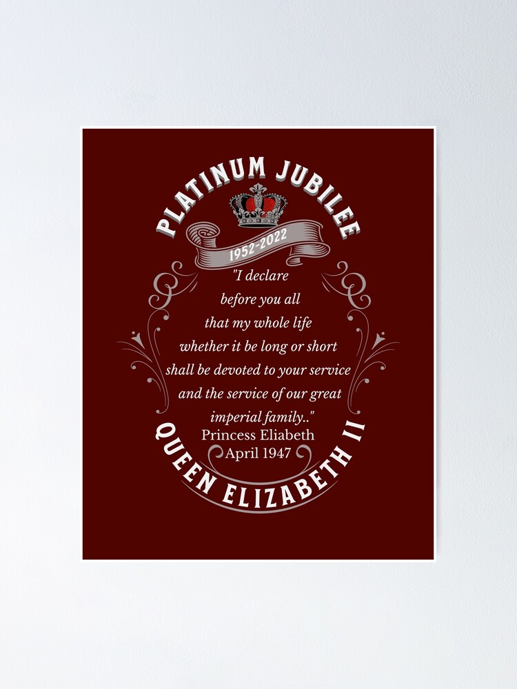 "Platinum Jubilee Quote Queen's 21st Birthday Declaration" Poster for ...