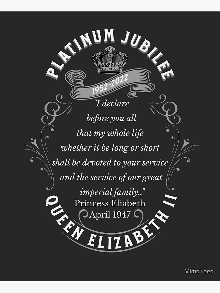 "Platinum Jubilee Quote Queen's 21st Birthday Declaration" Poster for ...