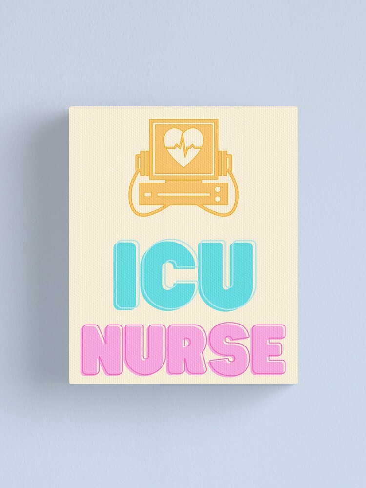 "ICU nurse with defibrillator and vitals monitor drawing" Canvas Print ...