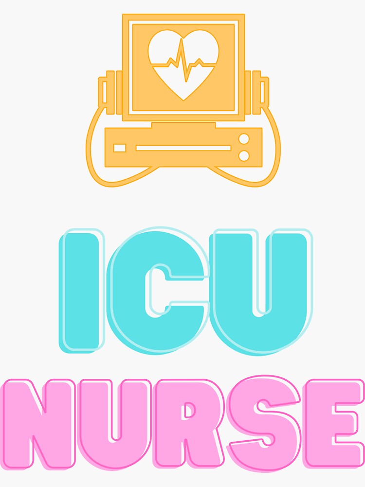 "ICU nurse with defibrillator and vitals monitor drawing" Sticker for ...