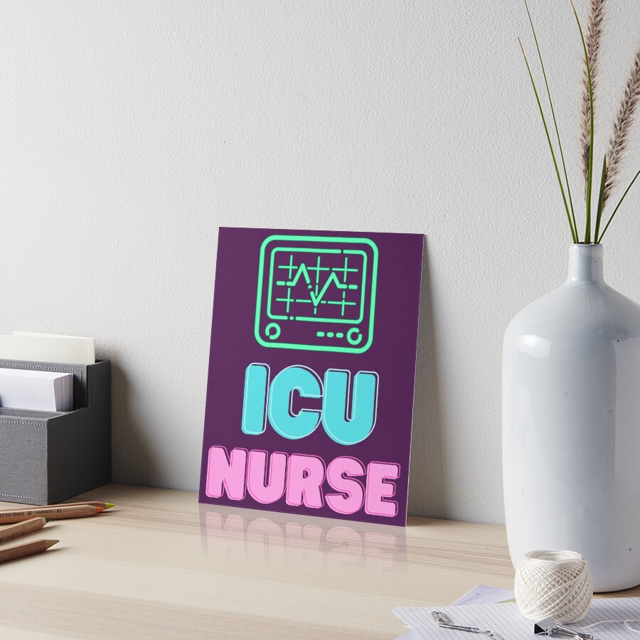 "ICU nurse with vitals monitor with EKG drawing" Art Board Print by ...