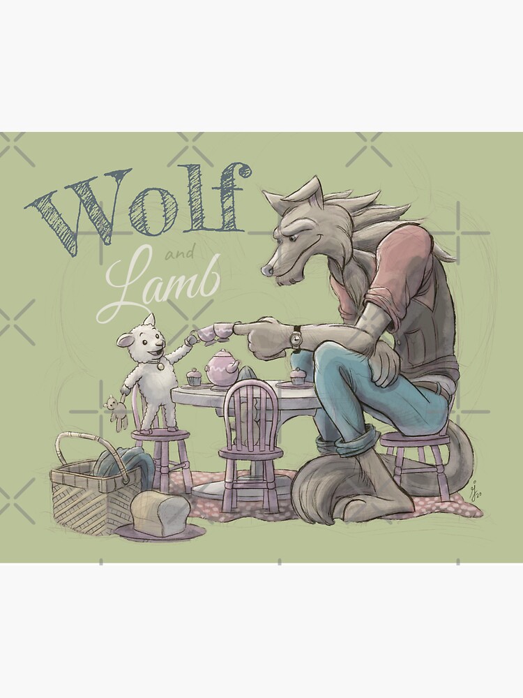 "Wolf and Lamb Tea Party" Sticker for Sale by FIGI | Redbubble