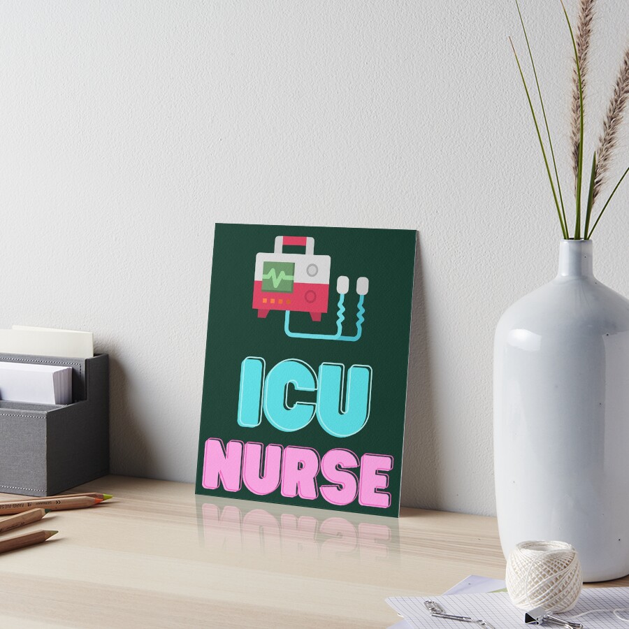 "ICU nurse and defibrillator with EKG drawing and pads" Art Board Print ...