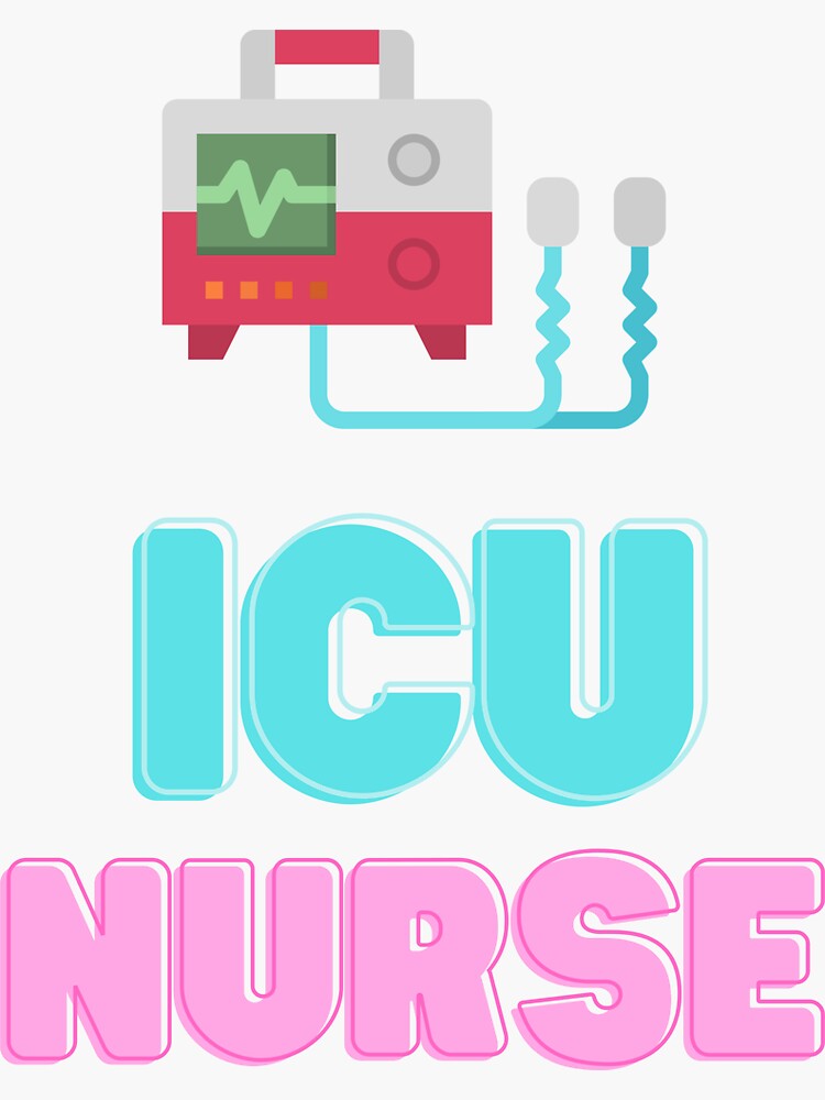 "ICU nurse and defibrillator with EKG drawing and pads" Sticker for ...