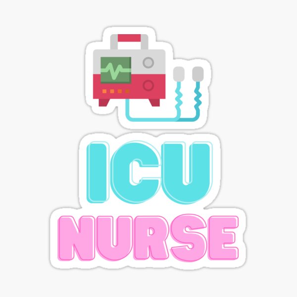 "ICU nurse and defibrillator with EKG drawing and pads" Sticker for ...