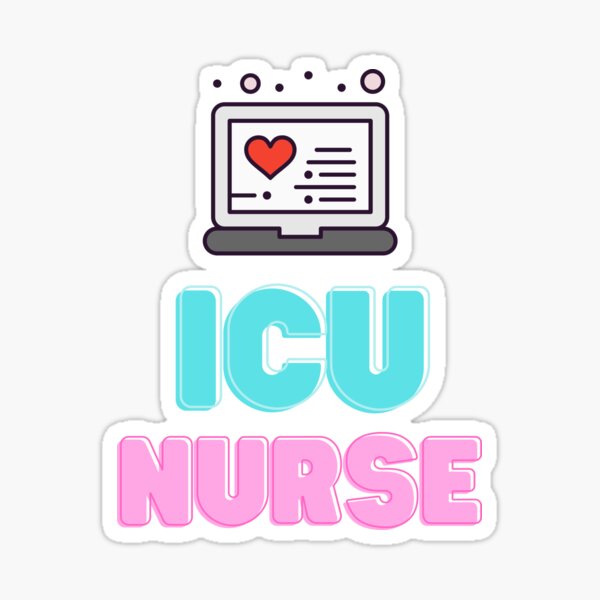 "ICU nurse with a vitals monitor and a beautiful red heart" Sticker for ...