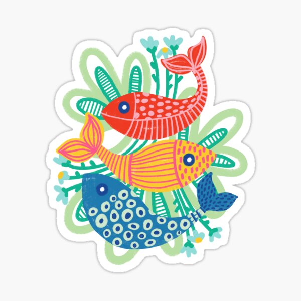 "COLORFUL FISH WITH THE SEA FLOOR" Sticker for Sale by EKA-dg | Redbubble