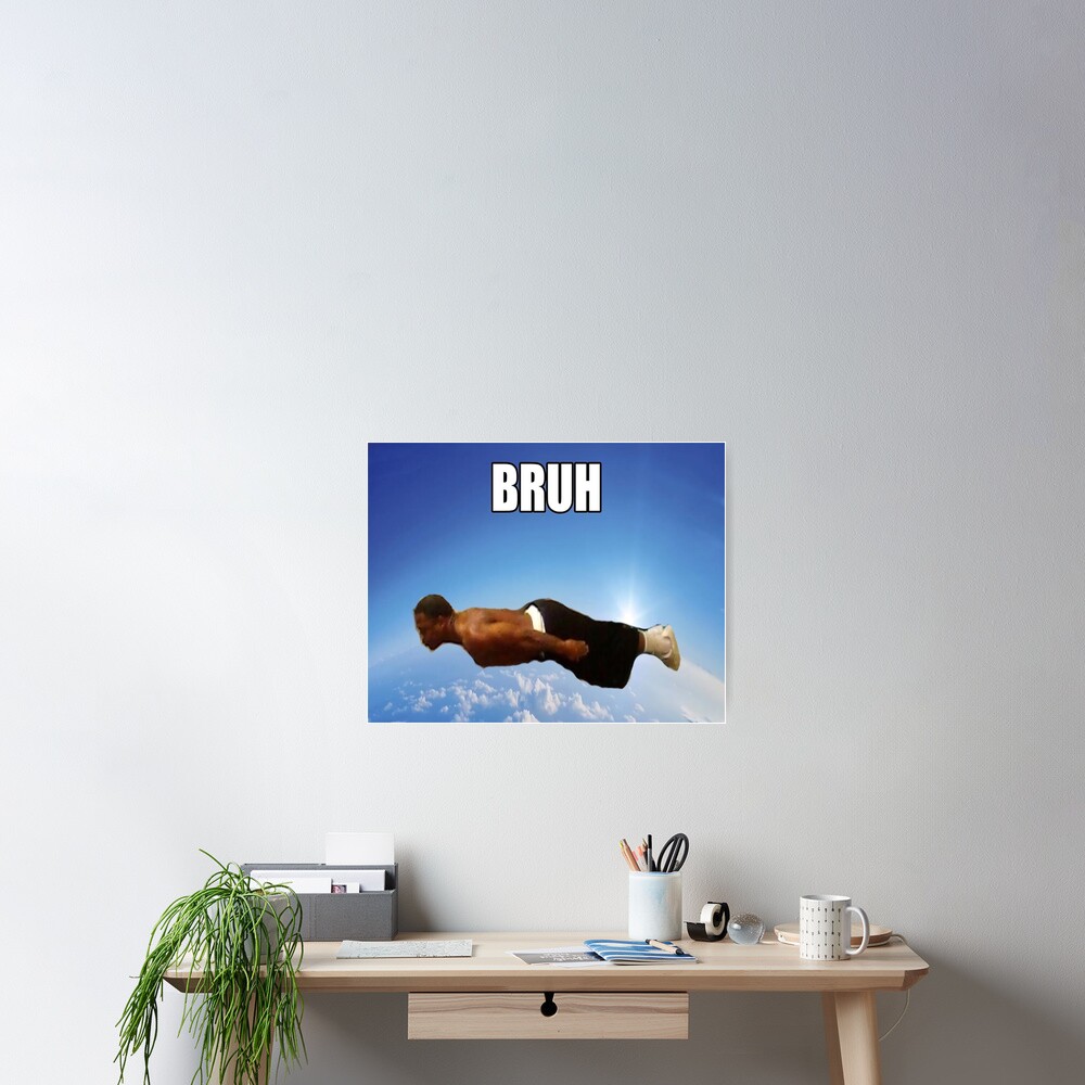 "Bruh Flying Meme" Poster for Sale by annebocarroll | Redbubble