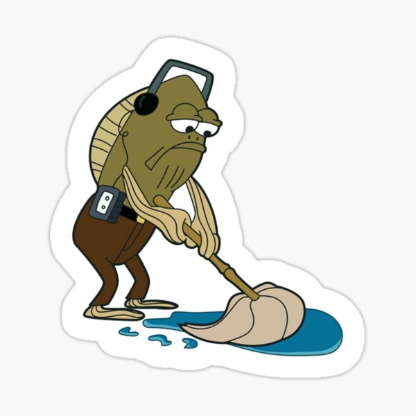 "Fred the Fish Mopping Meme" Sticker for Sale by becksharp7 | Redbubble