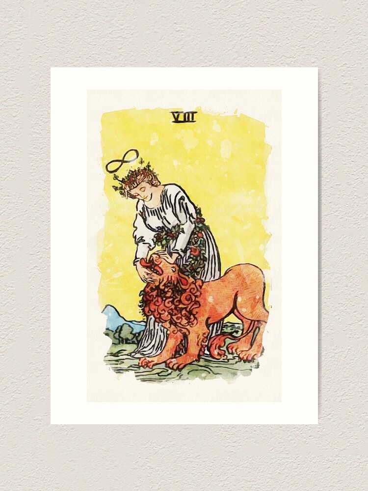 "Strength Major Arcana Rider-Waite-Smith Tarot Card Watercolor Painting ...