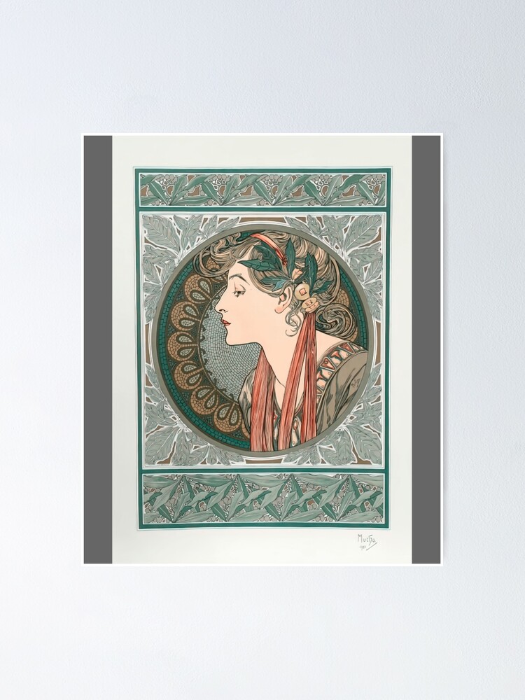 "Alphonse Mucha Lady in Green, 1901 Classic" Poster for Sale by ...