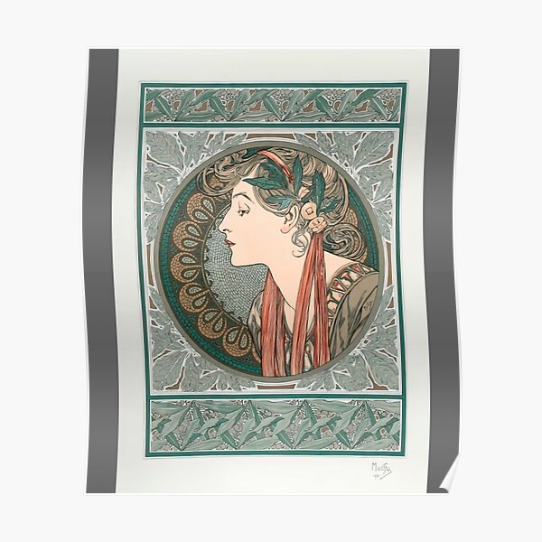 "Alphonse Mucha Lady in Green, 1901 Classic" Poster for Sale by ...
