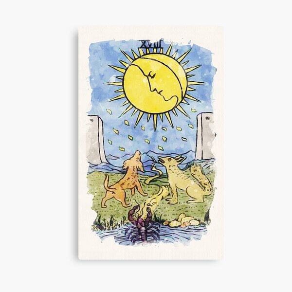 "The Moon Major Arcana Rider-Waite-Smith Tarot Card Watercolor Painting ...