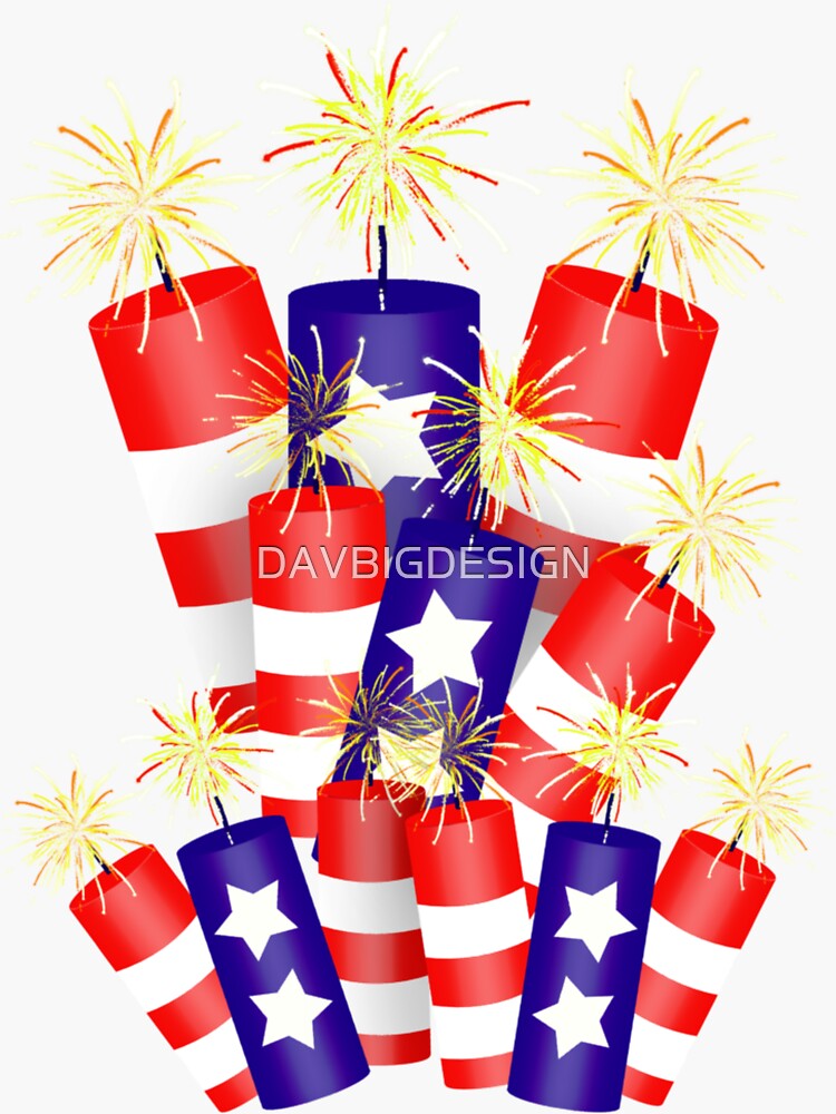 "Firecracker Celebration" Sticker for Sale by DAVBIGDESIGN | Redbubble