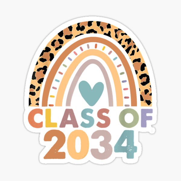 "Class Of 2034 Rainbow Back to School Girls Boys Graduation" Sticker ...