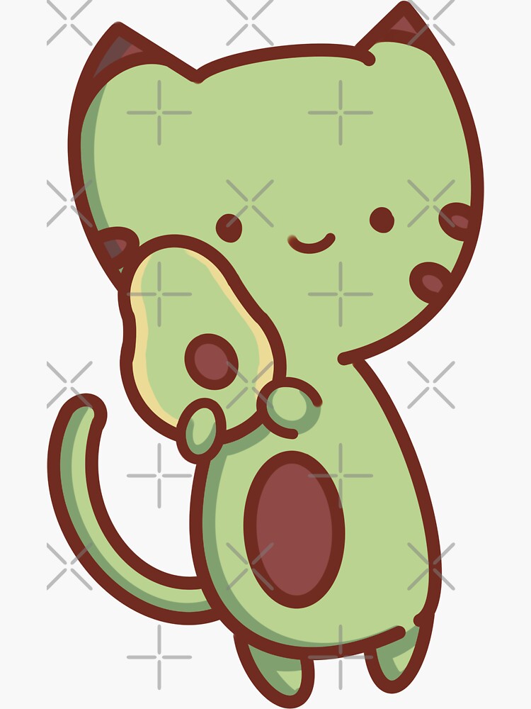 "Smily Cute Avocado Cat" Sticker for Sale by wooloo-uwu | Redbubble