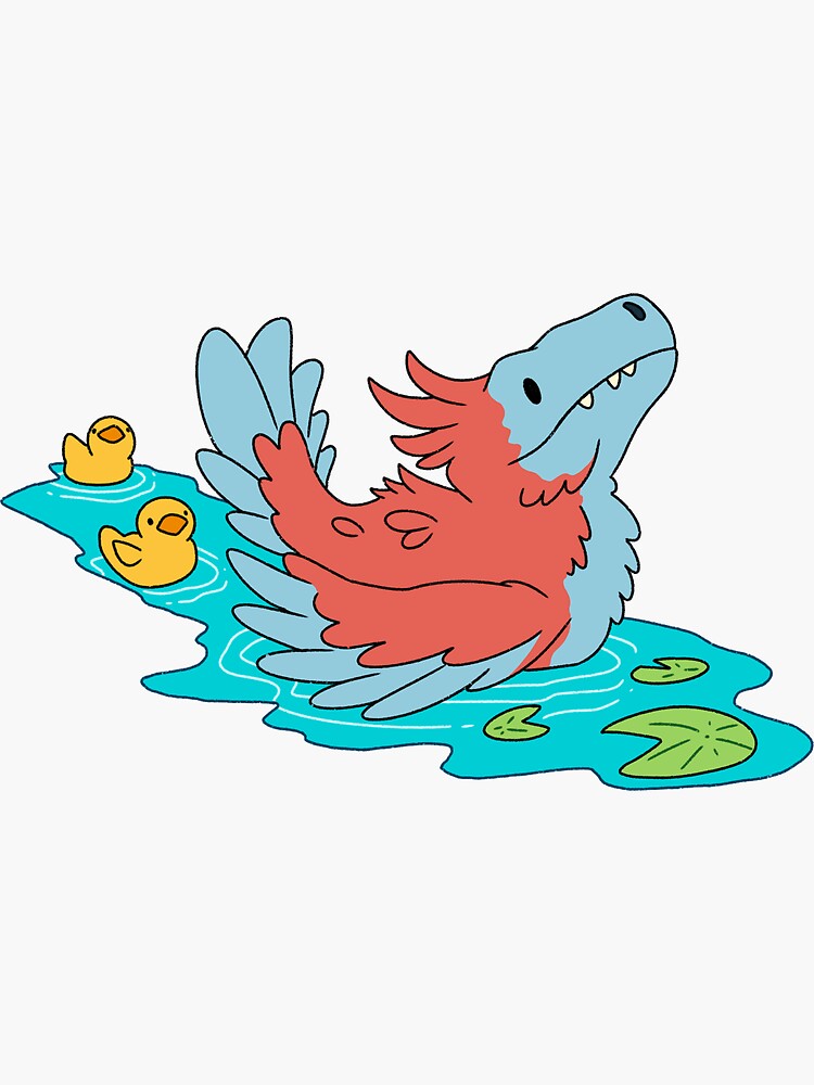 "Chibi Pyroraptor with ducks" Sticker for Sale by aquariumaster | Redbubble