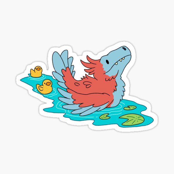 "Chibi Pyroraptor with ducks" Sticker for Sale by aquariumaster | Redbubble
