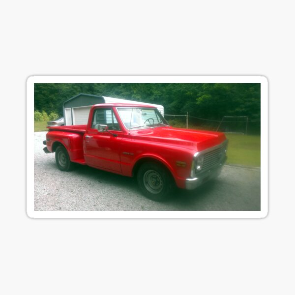 "Red 1972 Chevy C10" Sticker by ddgryphon | Redbubble