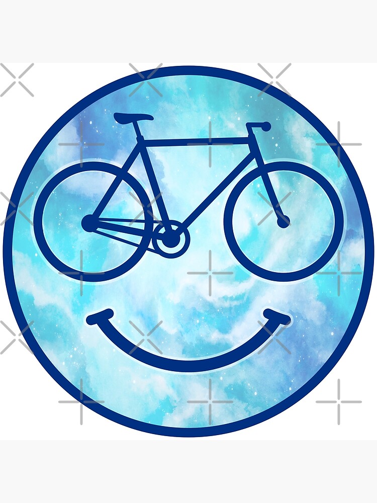 "Happy Bicycle Smiley Face blue night sky Watercolors" Poster for Sale ...