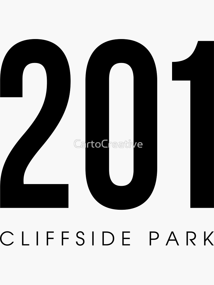 "Cliffside Park, New Jersey - 201 Area Code" Sticker for Sale by ...