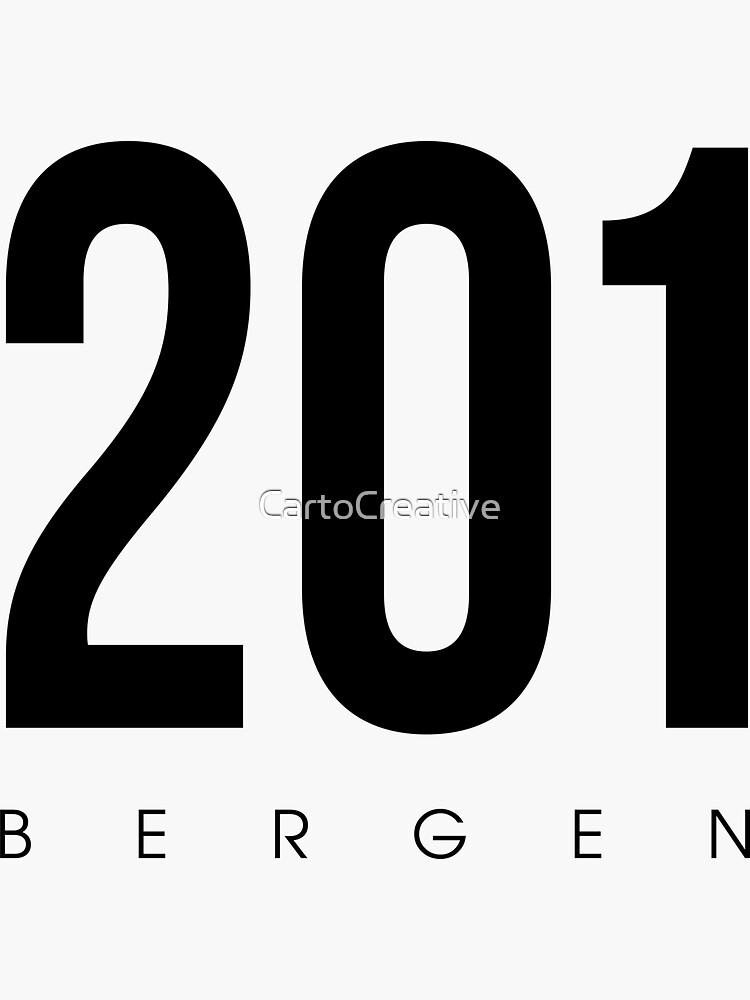"Bergen, New Jersey - 201 Area Code" Sticker by CartoCreative | Redbubble