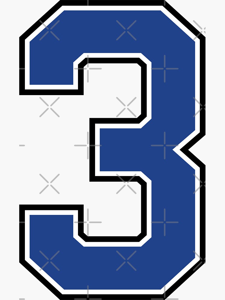 "Blue Number 3 lucky sports jersey three" Sticker for Sale by ...