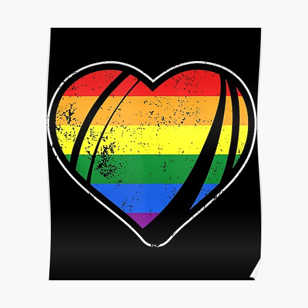 "Retro Rugby Heart Rainbow Flag LGBT Gay Pride Month " Poster for Sale ...