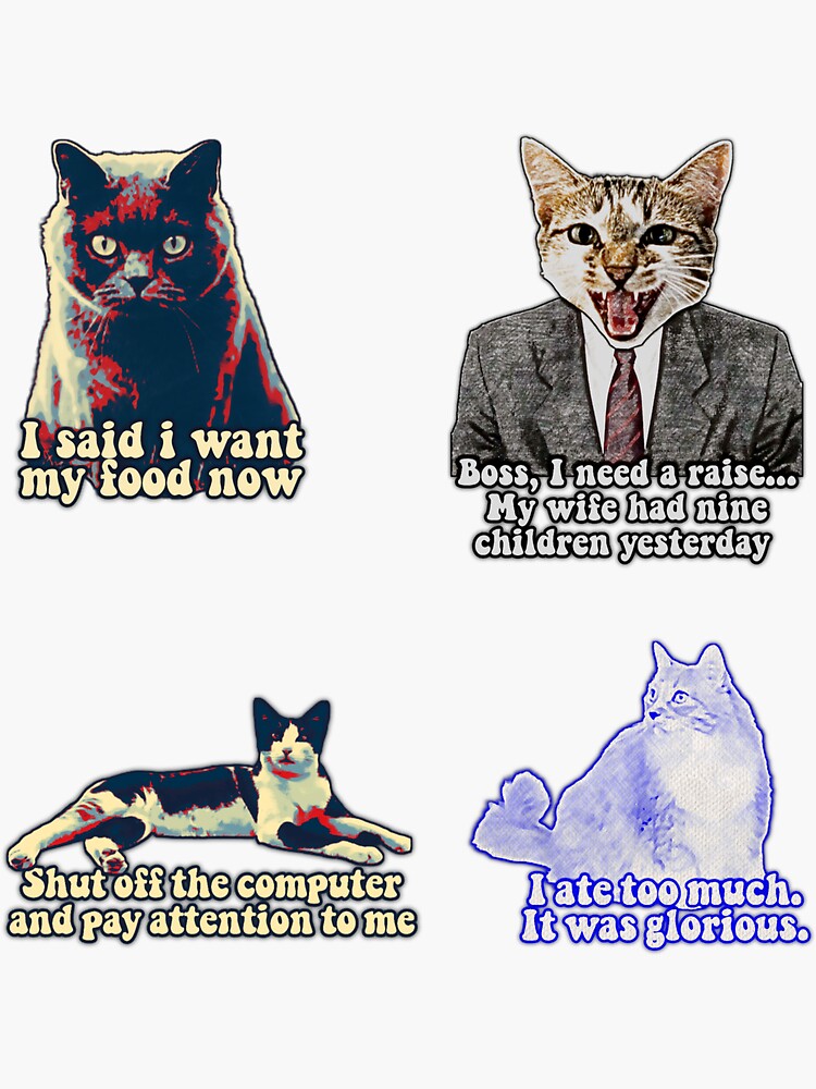 "Funny cat memes sticker pack for cat owners" Sticker for Sale by ...